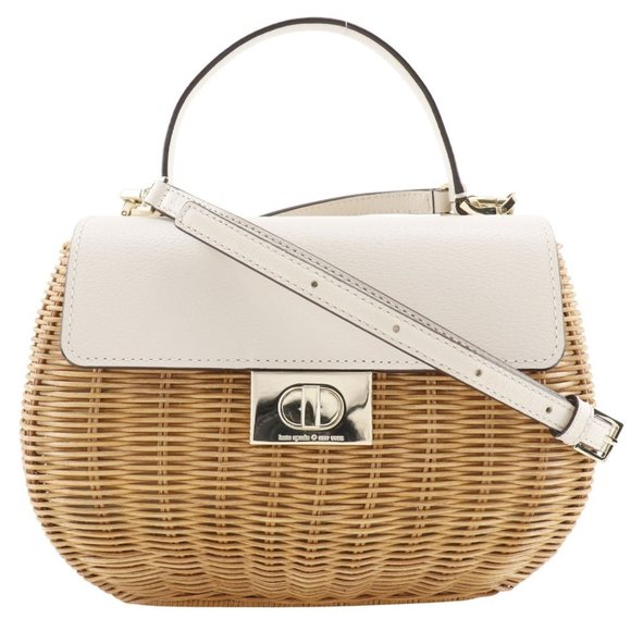 kate spade | Bags | Kate Spade Wicker Leather Basket Bag Beige 2way ...